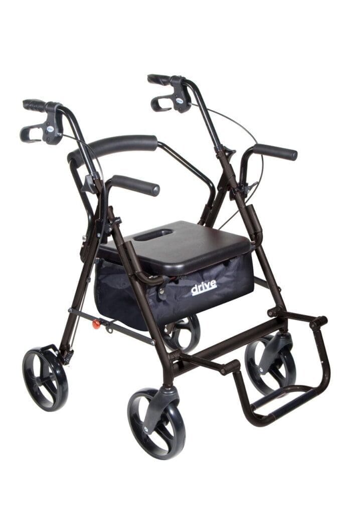Duet Black Transport Wheelchair Rollator Walker - 795bk